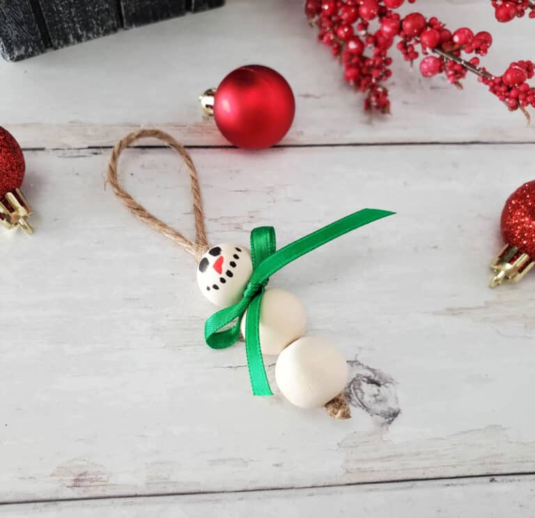 Easy DIY Snowman Wood Bead Ornament Tutorial