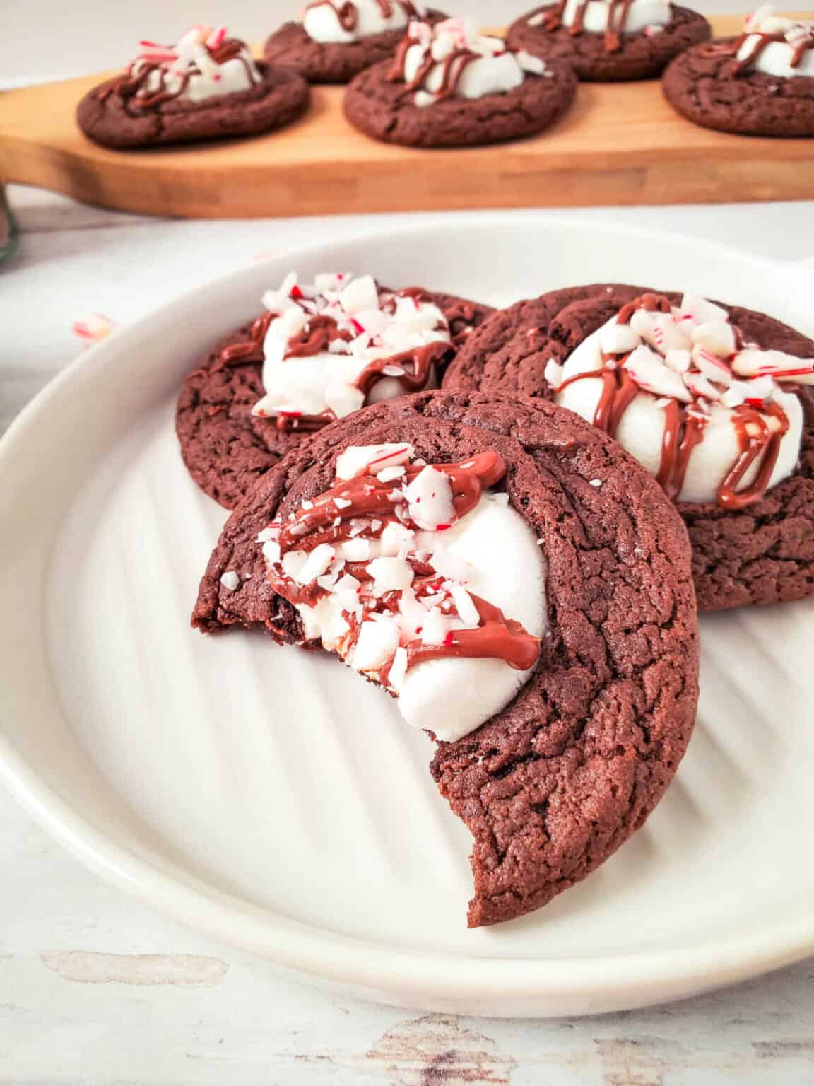 Hot Cocoa Cake Mix Cookies with Candy Cane